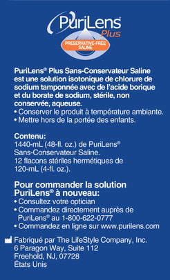 PuriLens Plus Preservative-Free Saline 120ml (4 fl. oz) 12 Pack