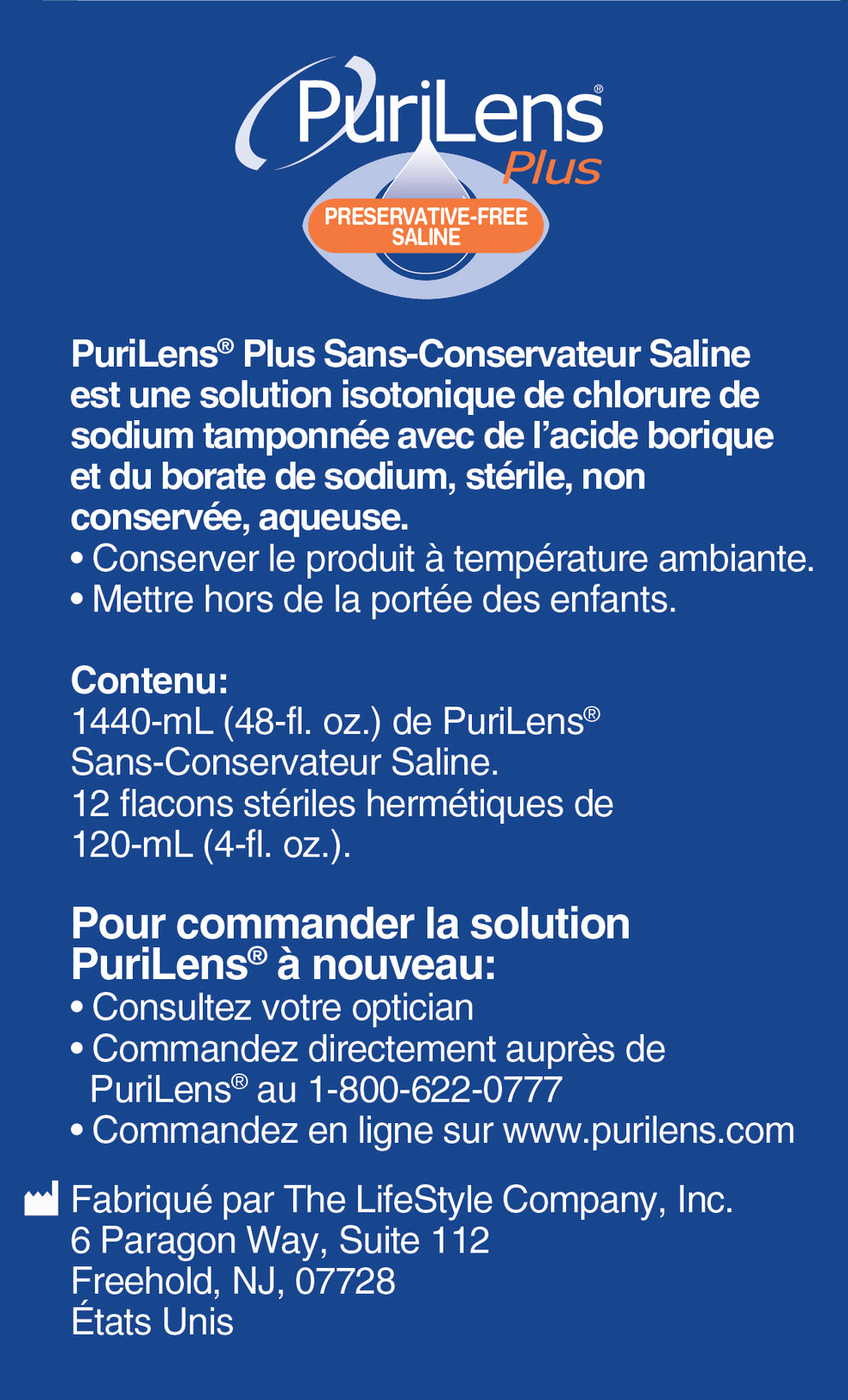 PuriLens Plus Preservative-Free Saline 120ml (4 fl. oz) 12 Pack